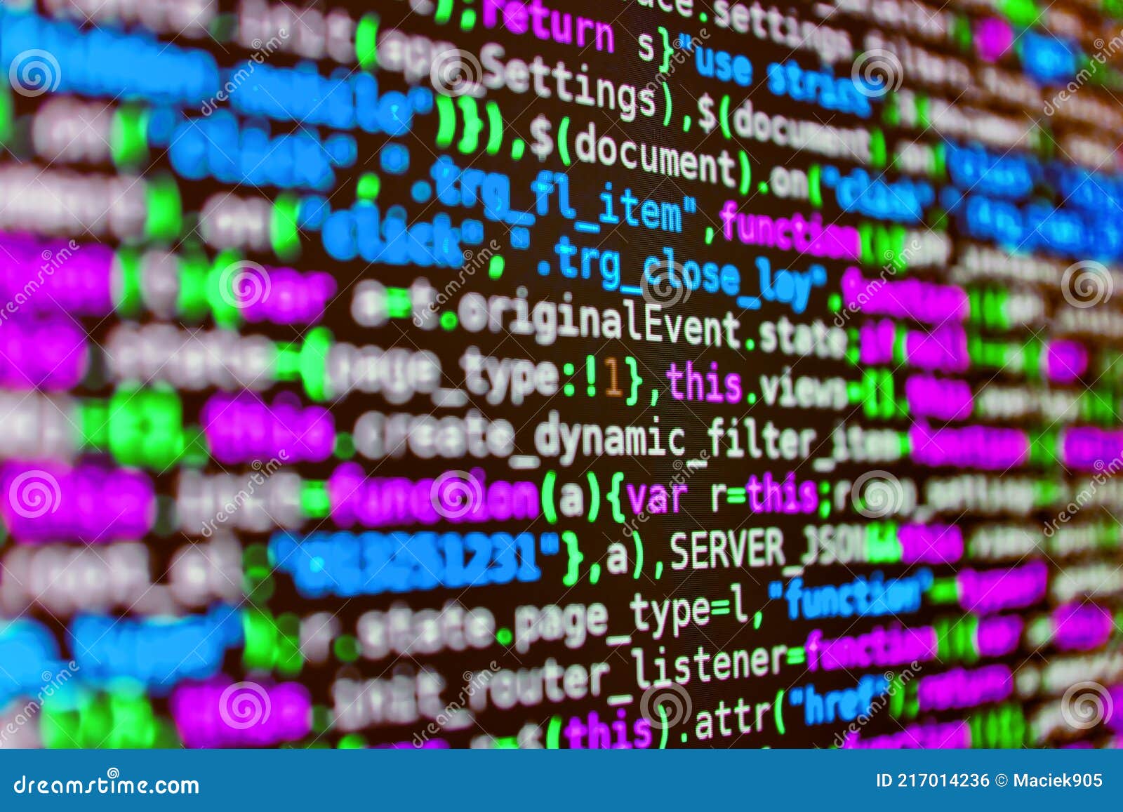 Abstract Source Code Background. Developer Working on Websites Codes in ...