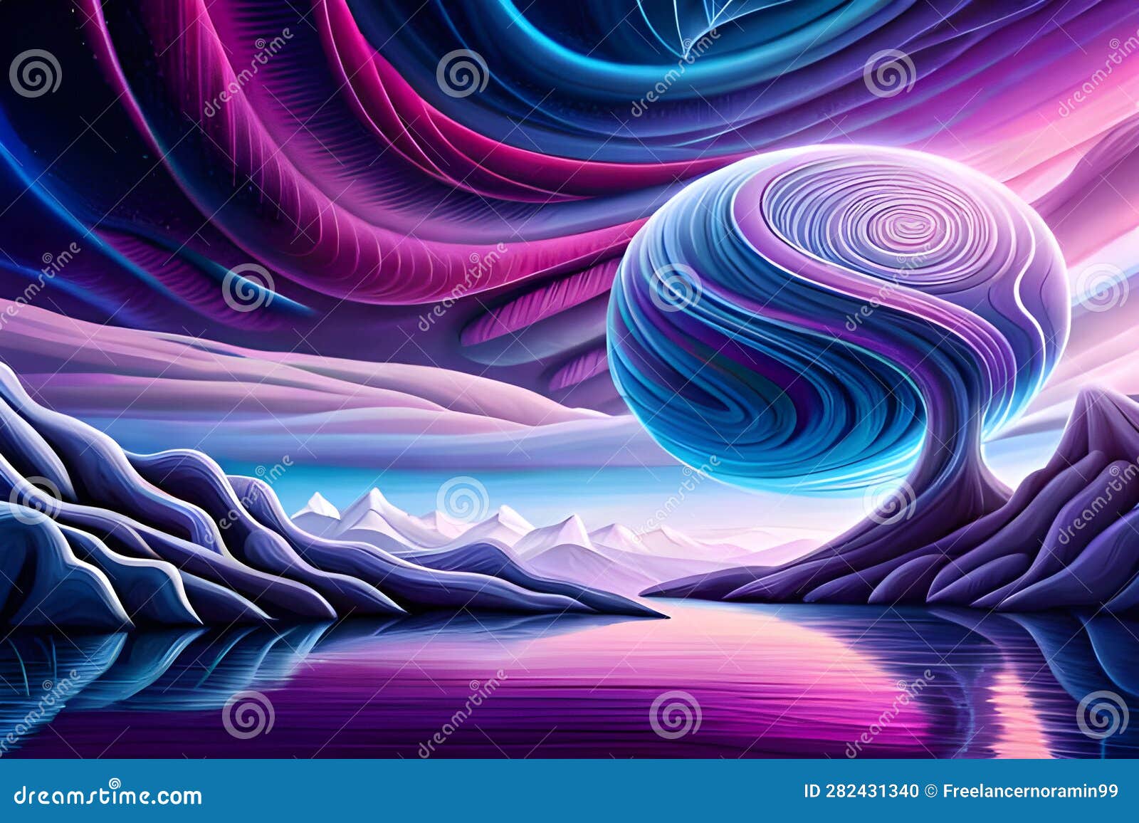 Abstract Space Background with Blue and Purple Waves. Vortex Starry ...