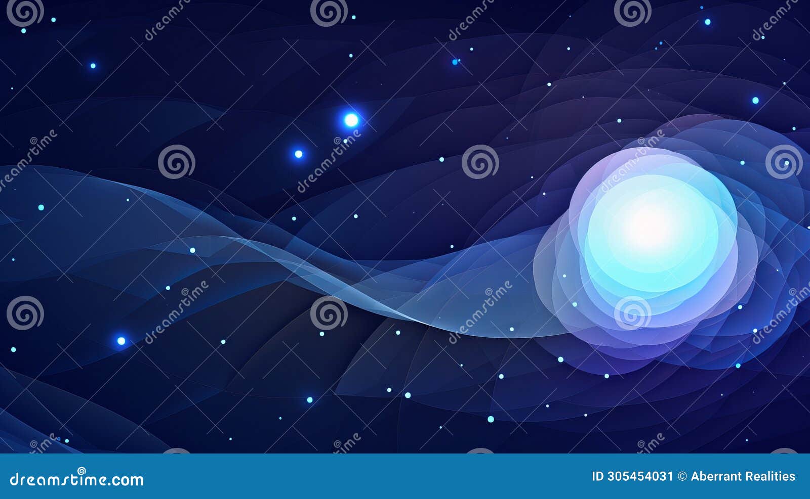 An Abstract Space Background with a Bright Blue Sphere in the Center ...