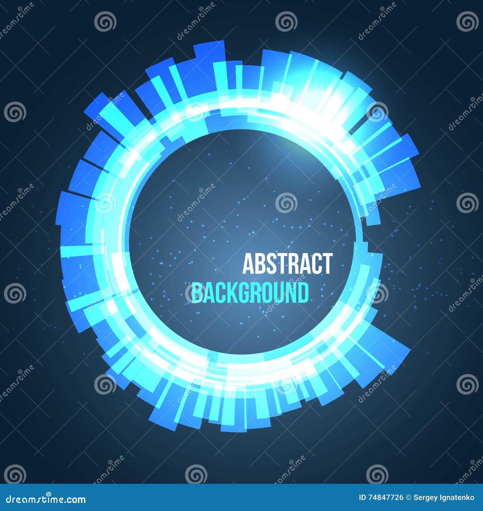 Abstract Space Background Circles Blue with Lights. Vector Illustration ...