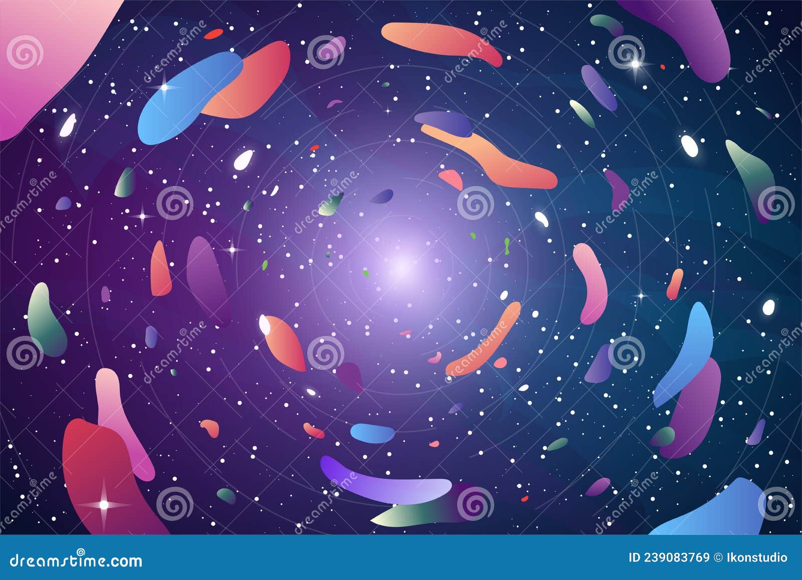 Abstract Space Background with Gradient Circles and Stars Stock Vector ...