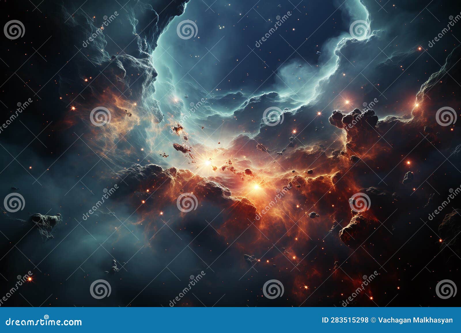 Abstract Space Background with Nebulae and Stars. Space Dust in the ...