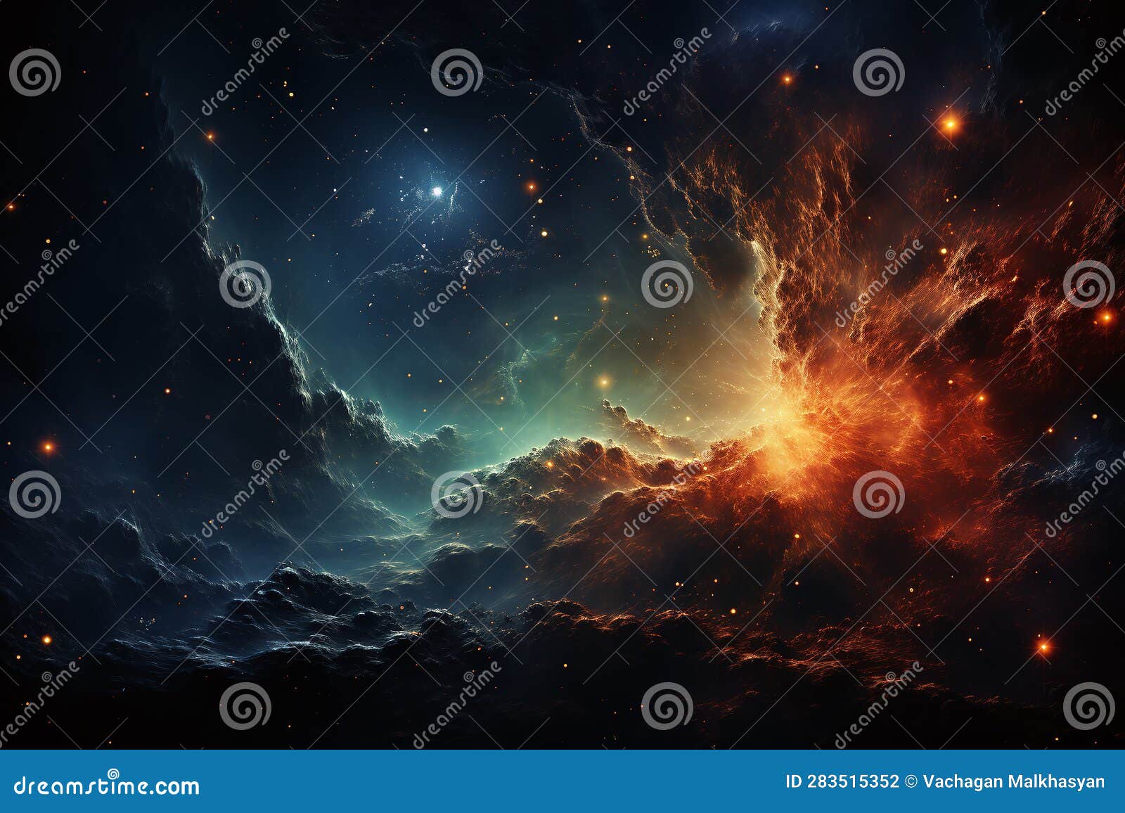 Abstract Space Background With Nebulae And Stars. Space Dust In The ...