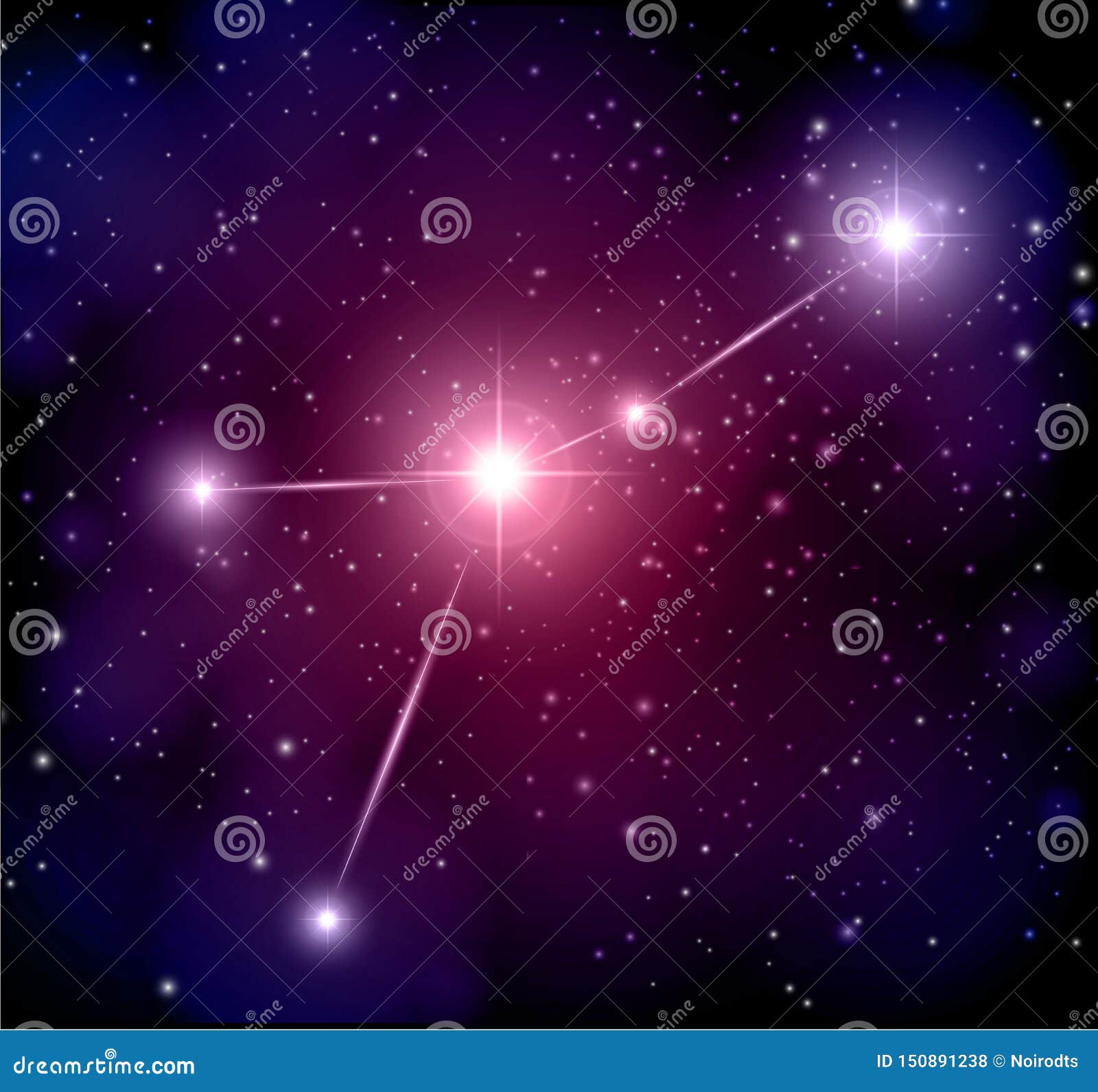Cancer Constellation On A Purple Background. Schematic Representation ...