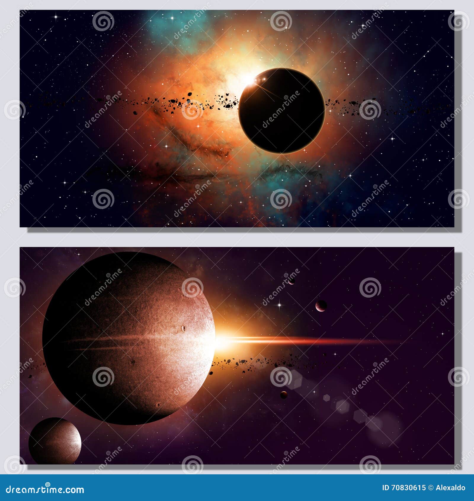 Abstract Space Banners stock illustration. Illustration of eclipse ...