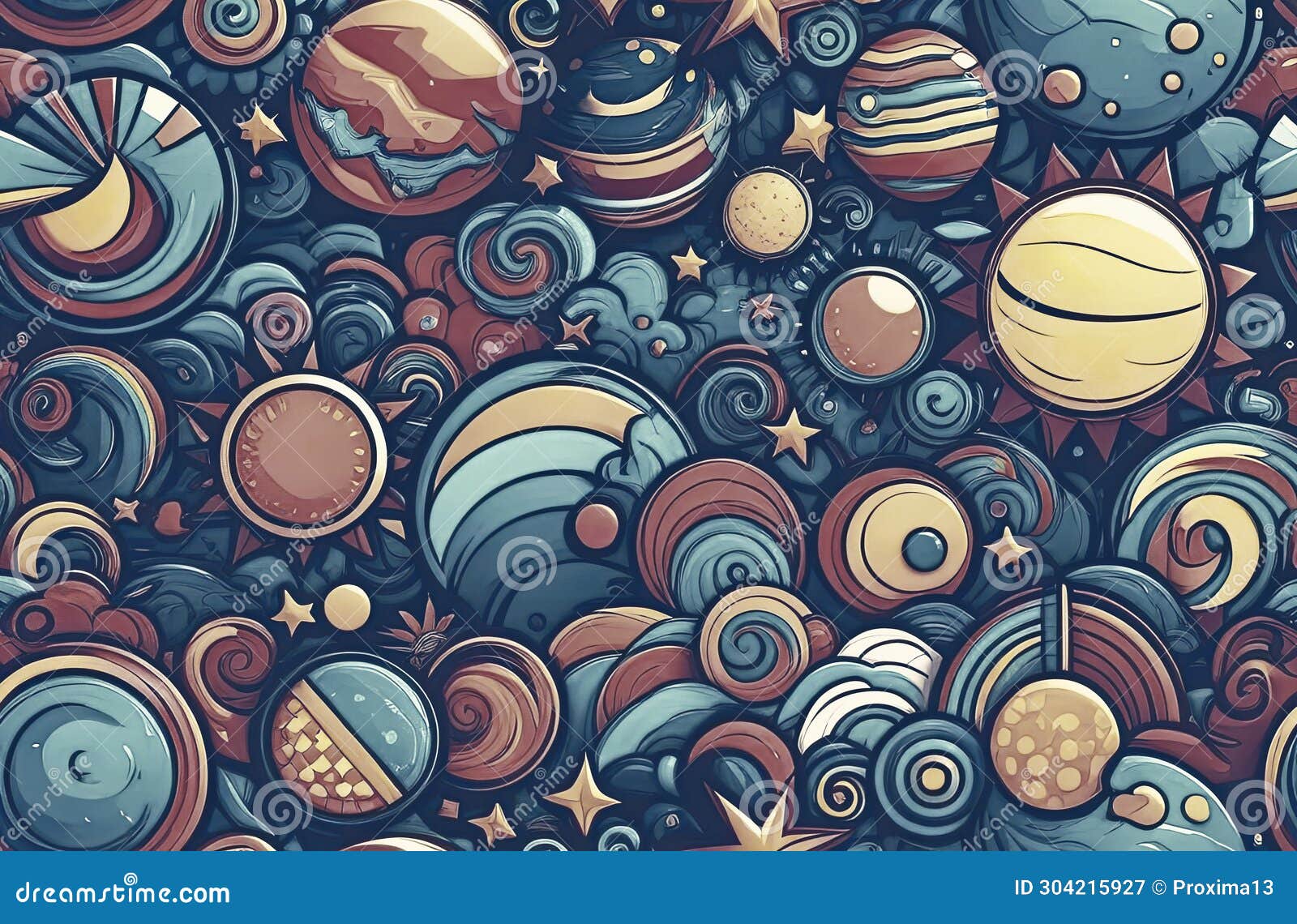 Abstract Space Comic Characters Elements and Shapes Bright Colors ...