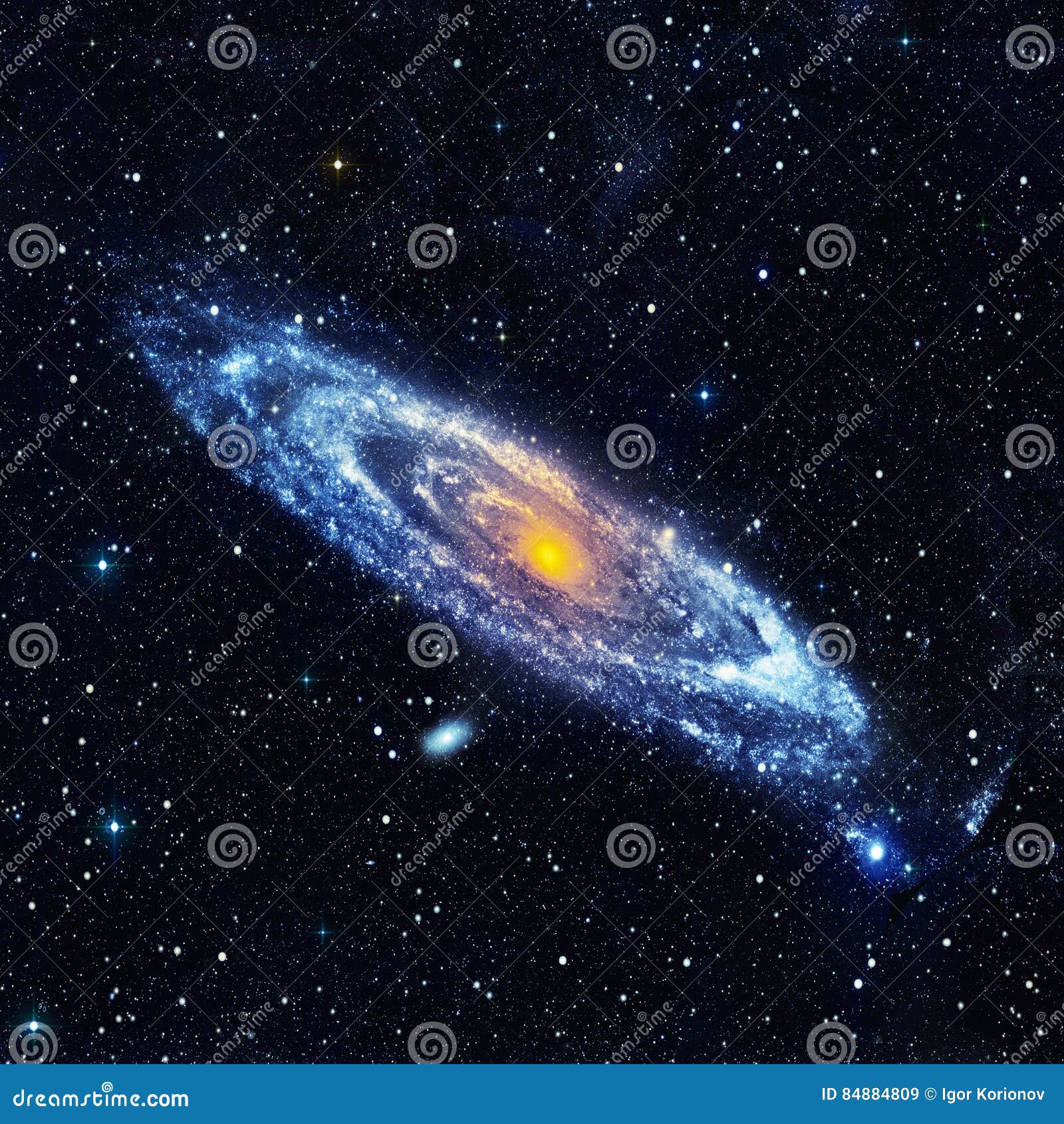 Abstract Space Landscape with a Spiral Galaxy Stock Illustration ...