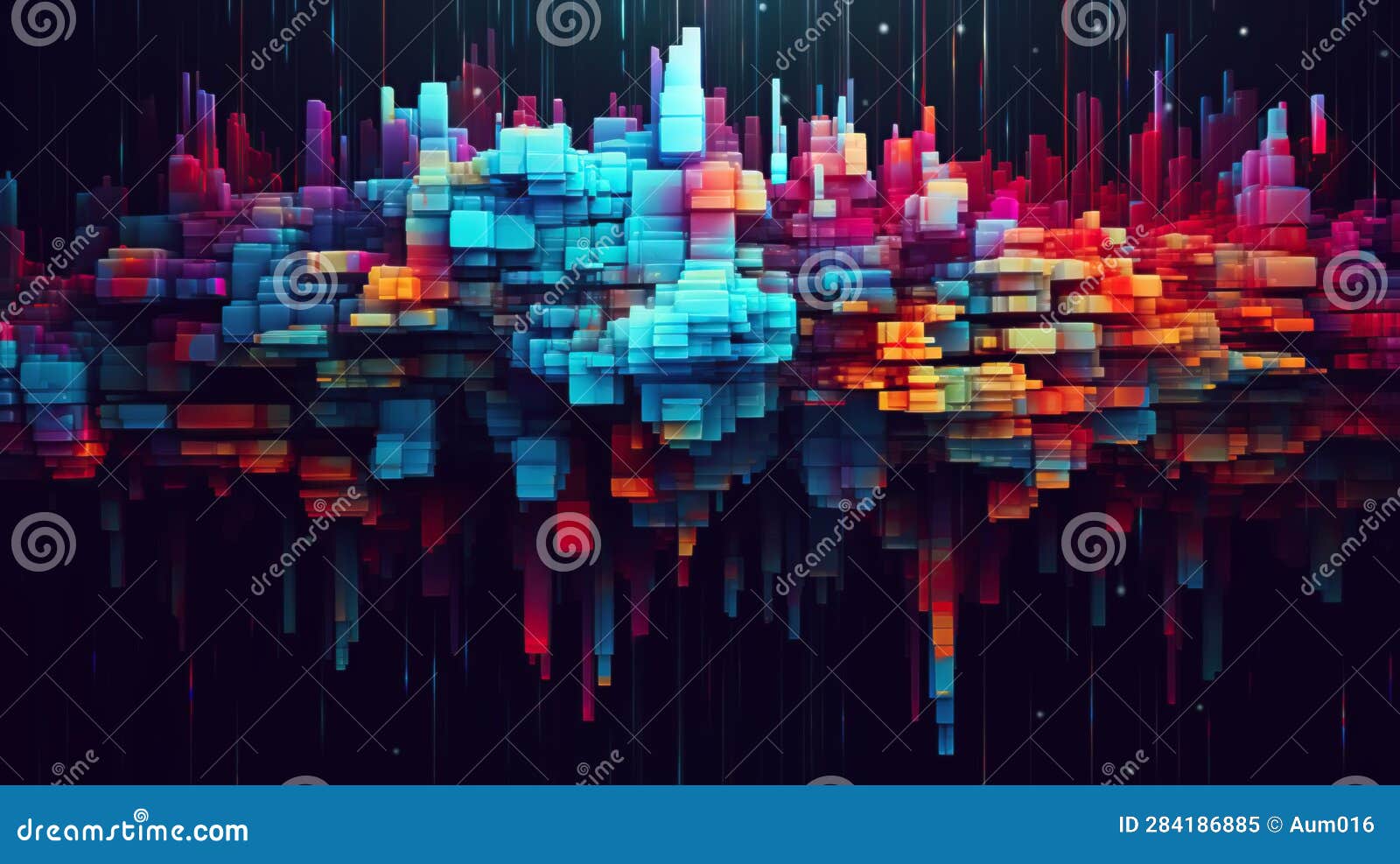Abstract Space of Neon Cubes Stock Illustration - Illustration of ...