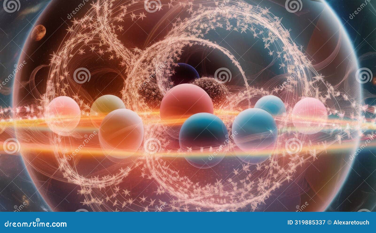 Abstract space spheres stock image. Image of space, background - 319885337