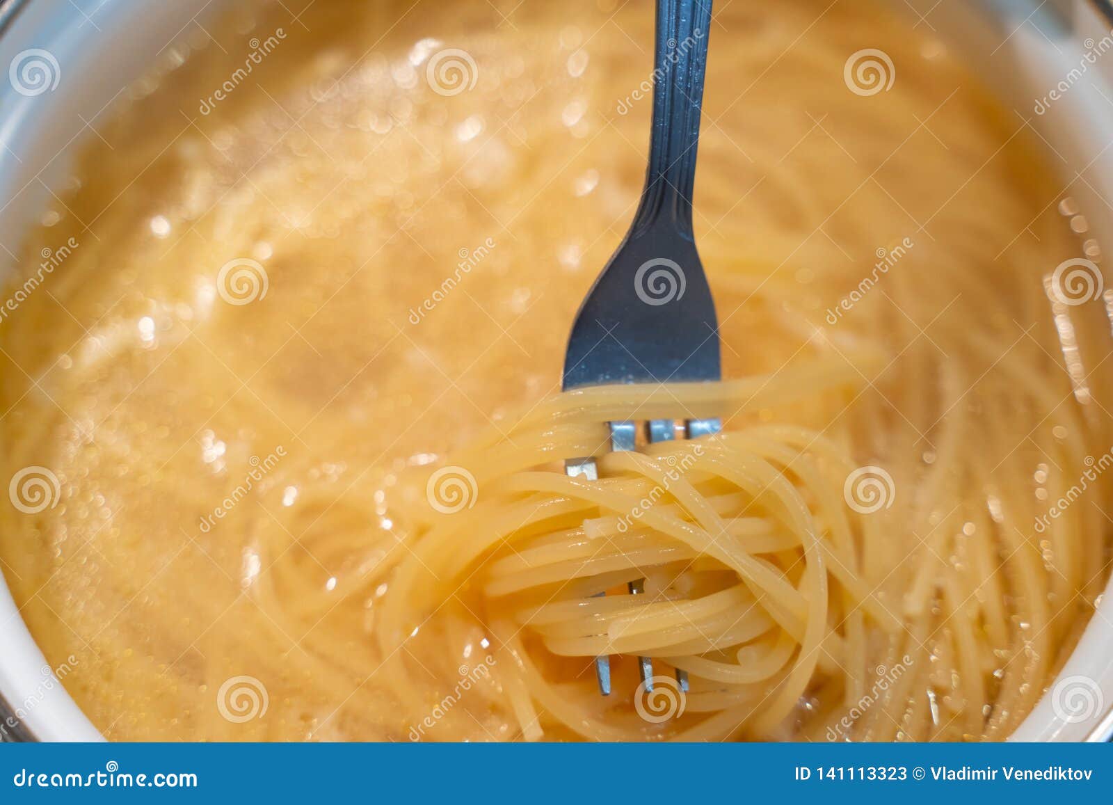 Abstract Spaghetti Background in Boiling Broth on Fork Close Up Stock ...