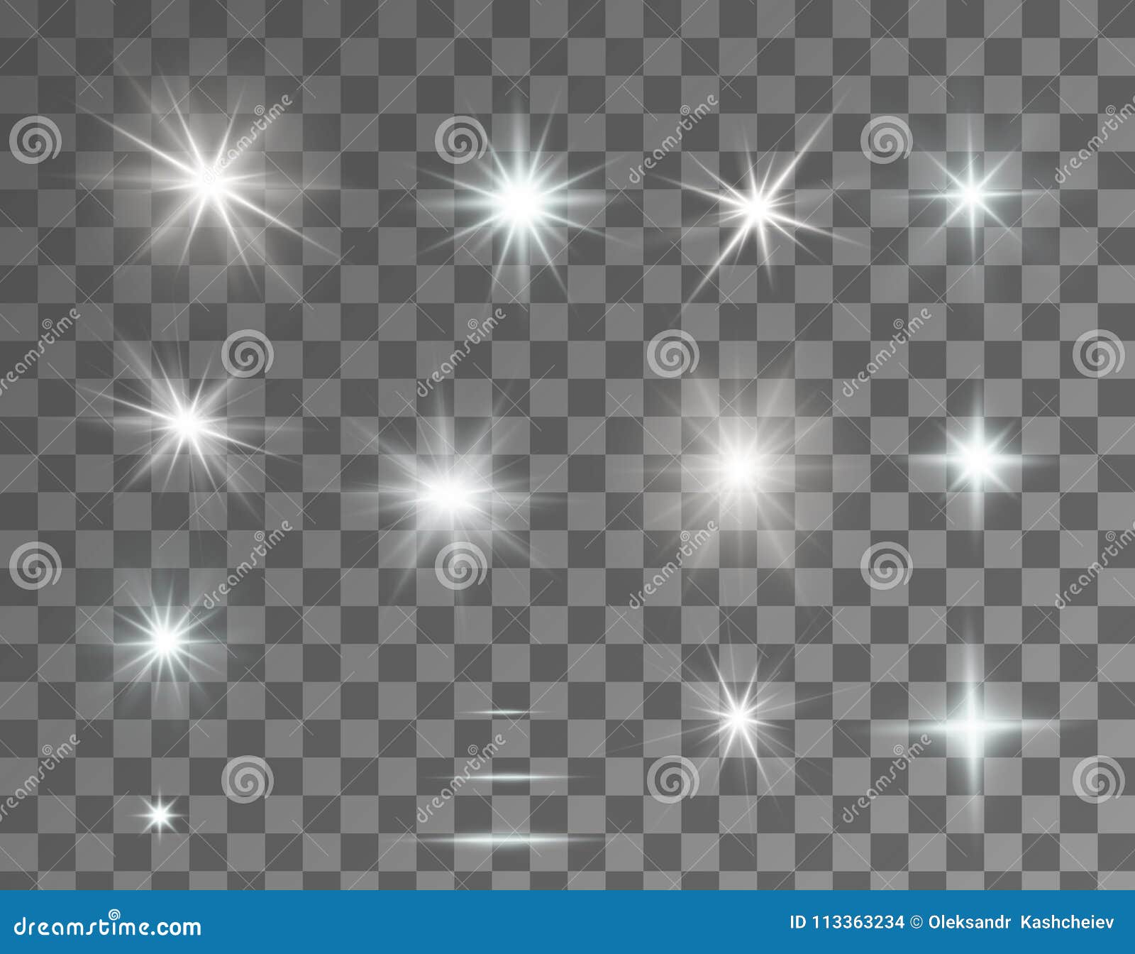 Abstract Sparkle Image of Lighting Flare. Set. Stock Illustration ...