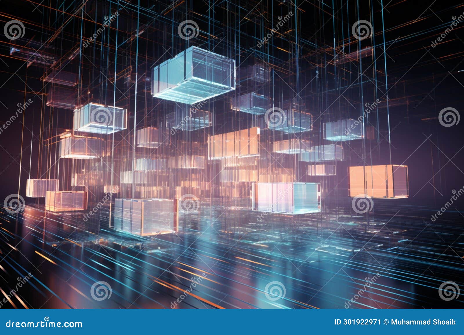 Abstract Spatial Design 3D Rendering Showcases Cube and Grid Stock ...