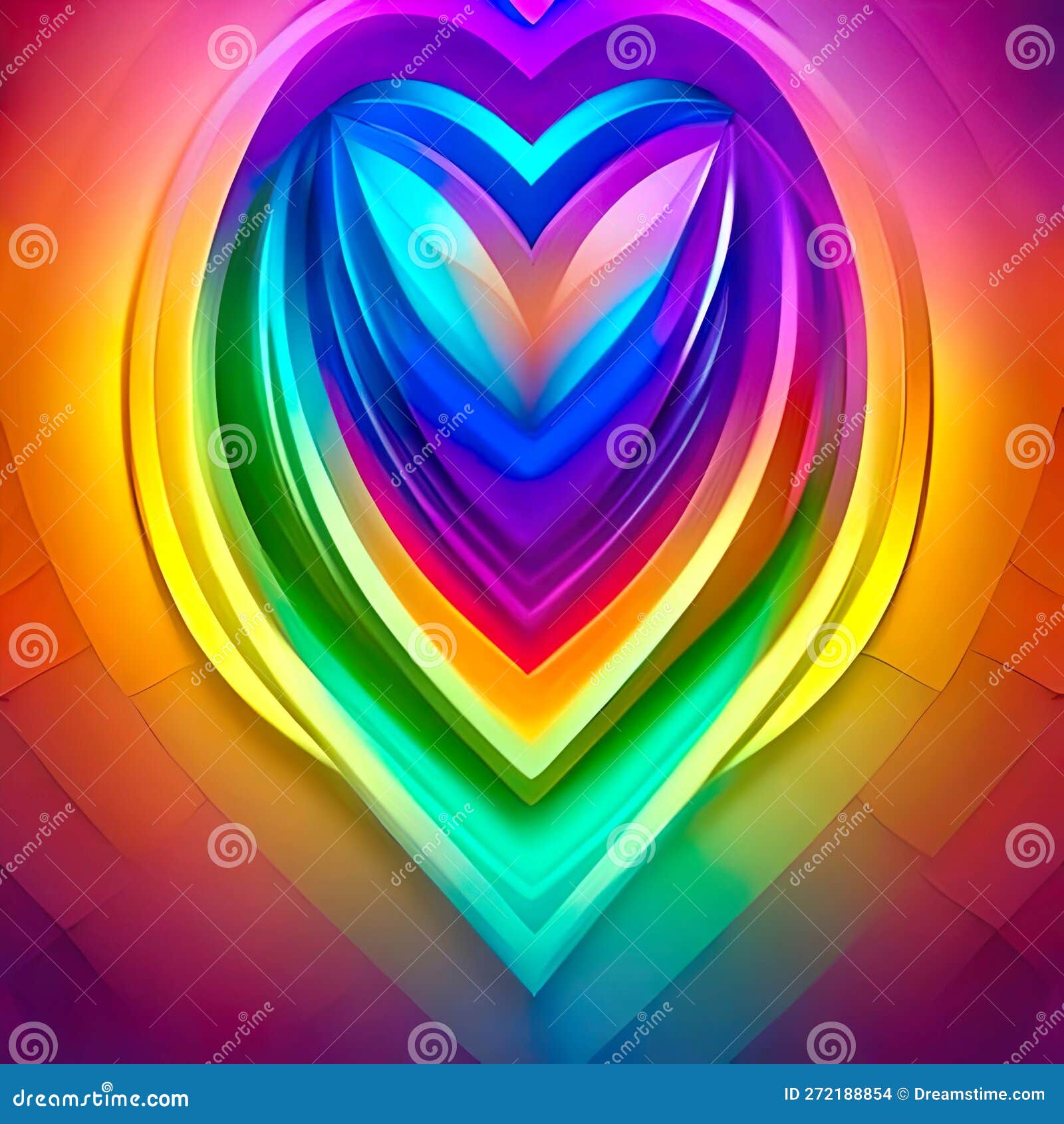 Abstract Spectrum 3d Layers of Multiple Hearts Stock Illustration ...