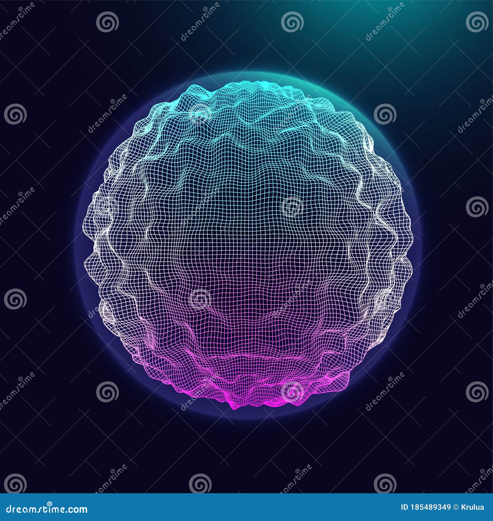 Abstract Sphere Background with Waves. 3D Surface Stock Vector ...