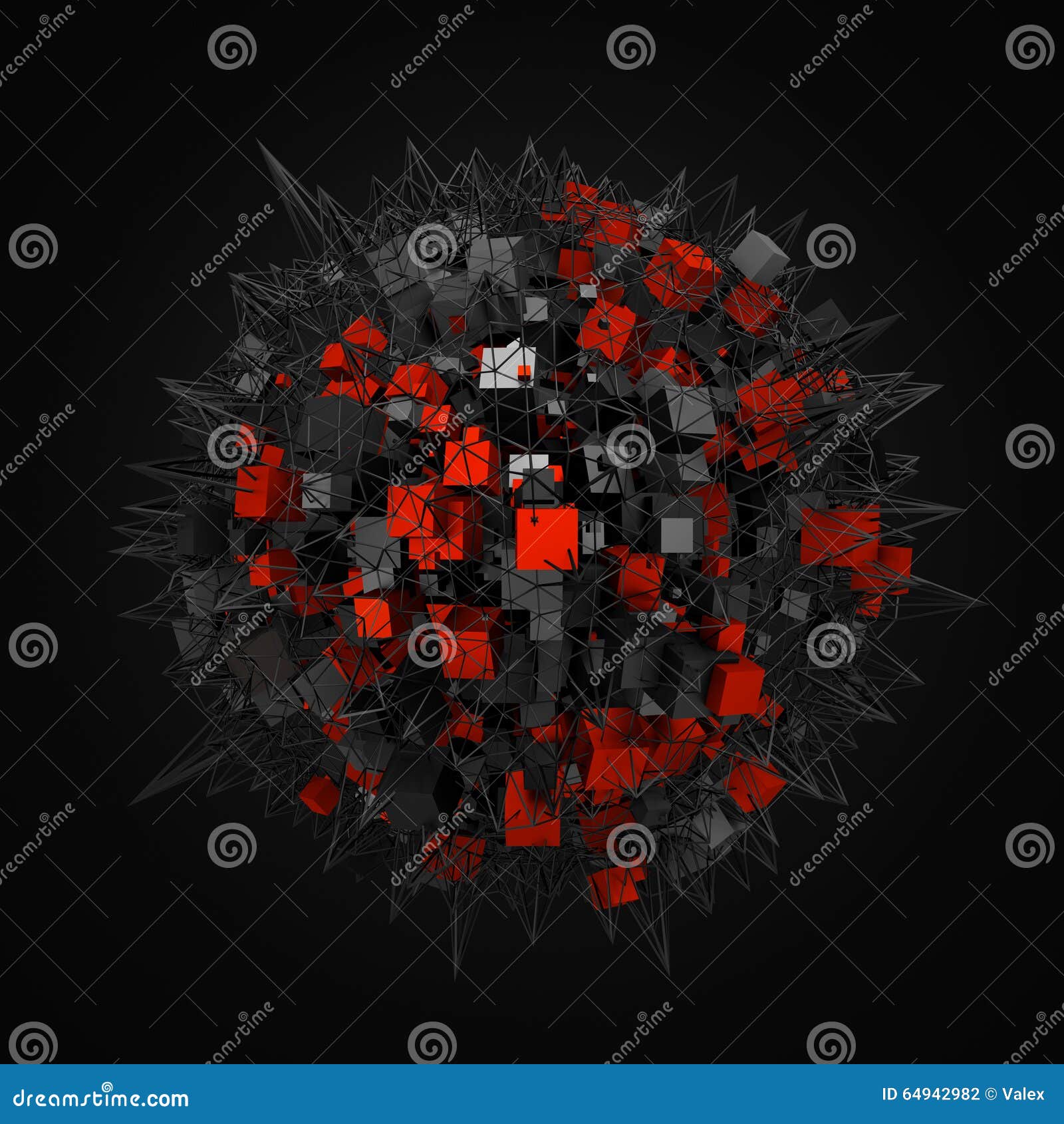Abstract Sphere with Chaotic Structure Stock Illustration ...