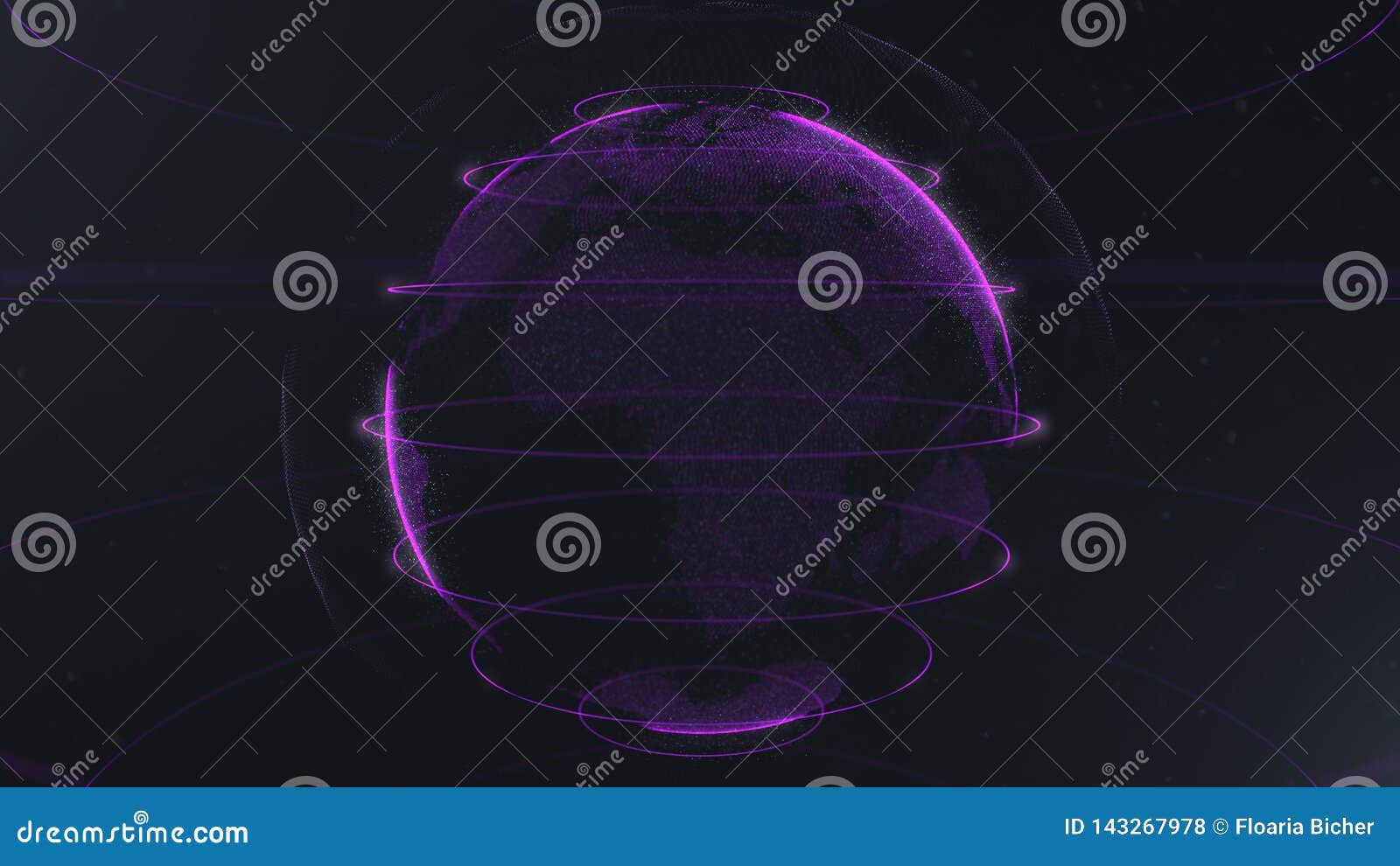 Abstract Sphere. Connected Violet Dots with Lines. Globalization ...
