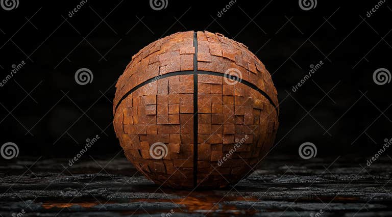 Abstract Sphere Made of Wooden Blocks on Dark Background Stock ...