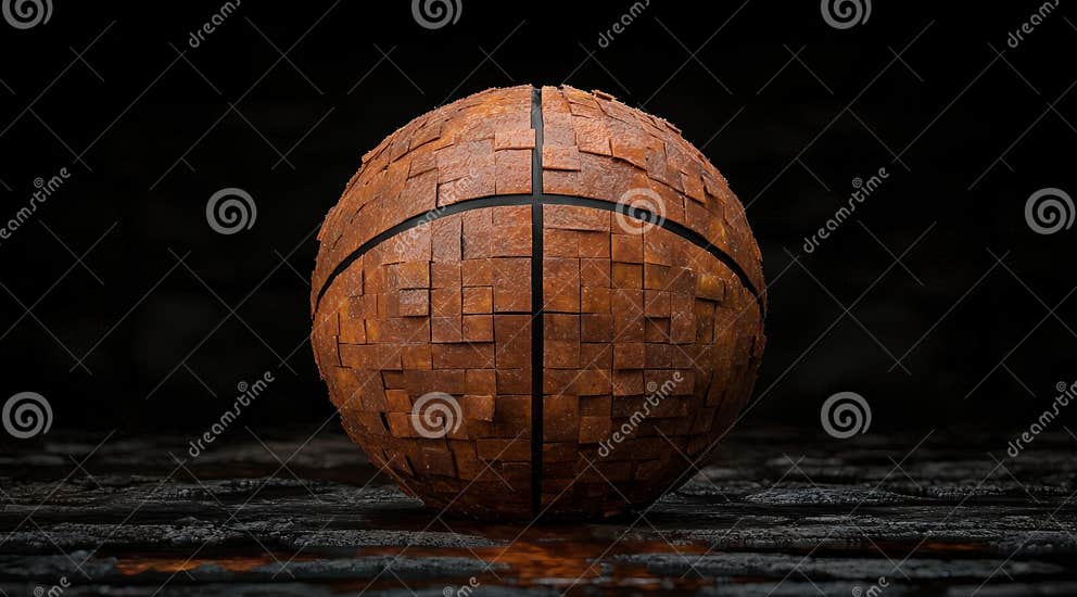 Abstract Sphere Made of Wooden Blocks on Dark Background Stock ...
