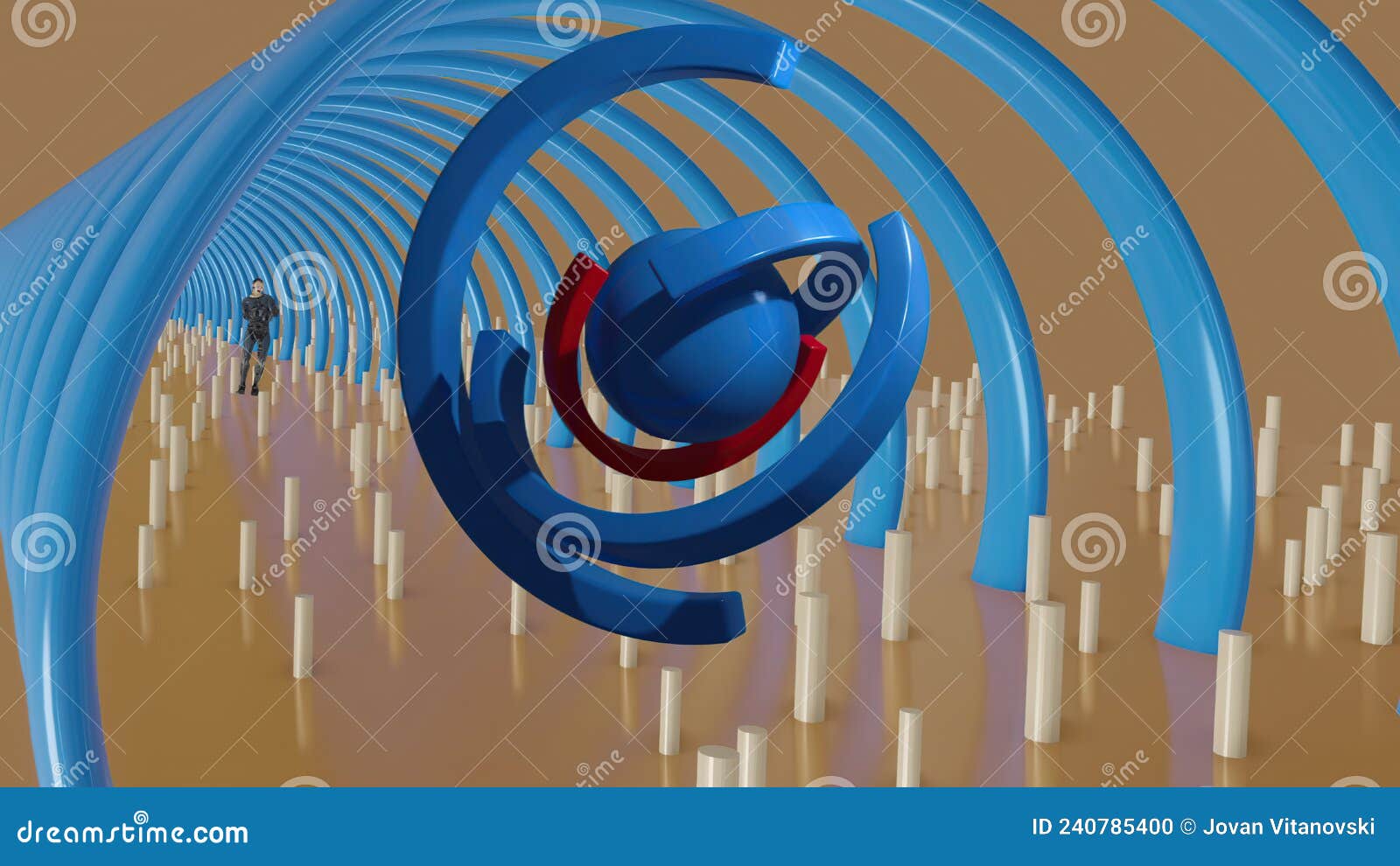 Abstract Sphere with Rings Around it. Abstract Complex Mechanism in ...