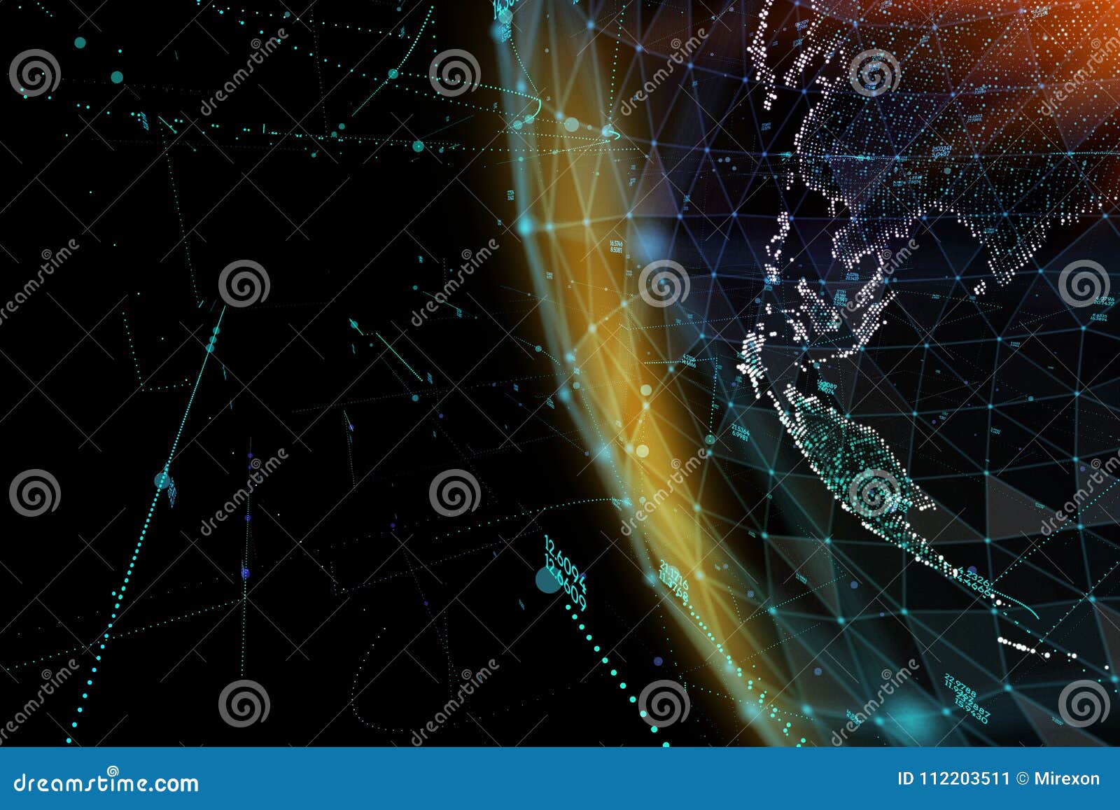 Abstract Sphere Shape of Glowing Global Communication. Global Network ...