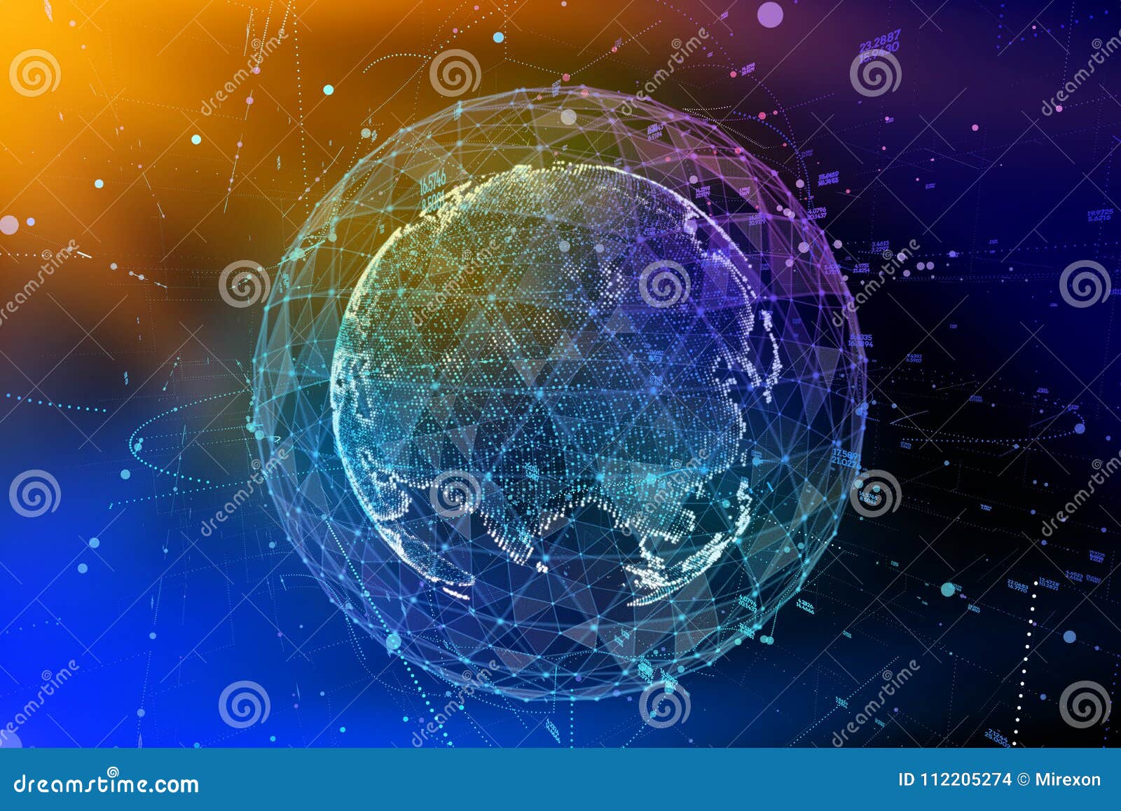 Abstract Sphere Shape of Glowing Global Communication. Global Network ...