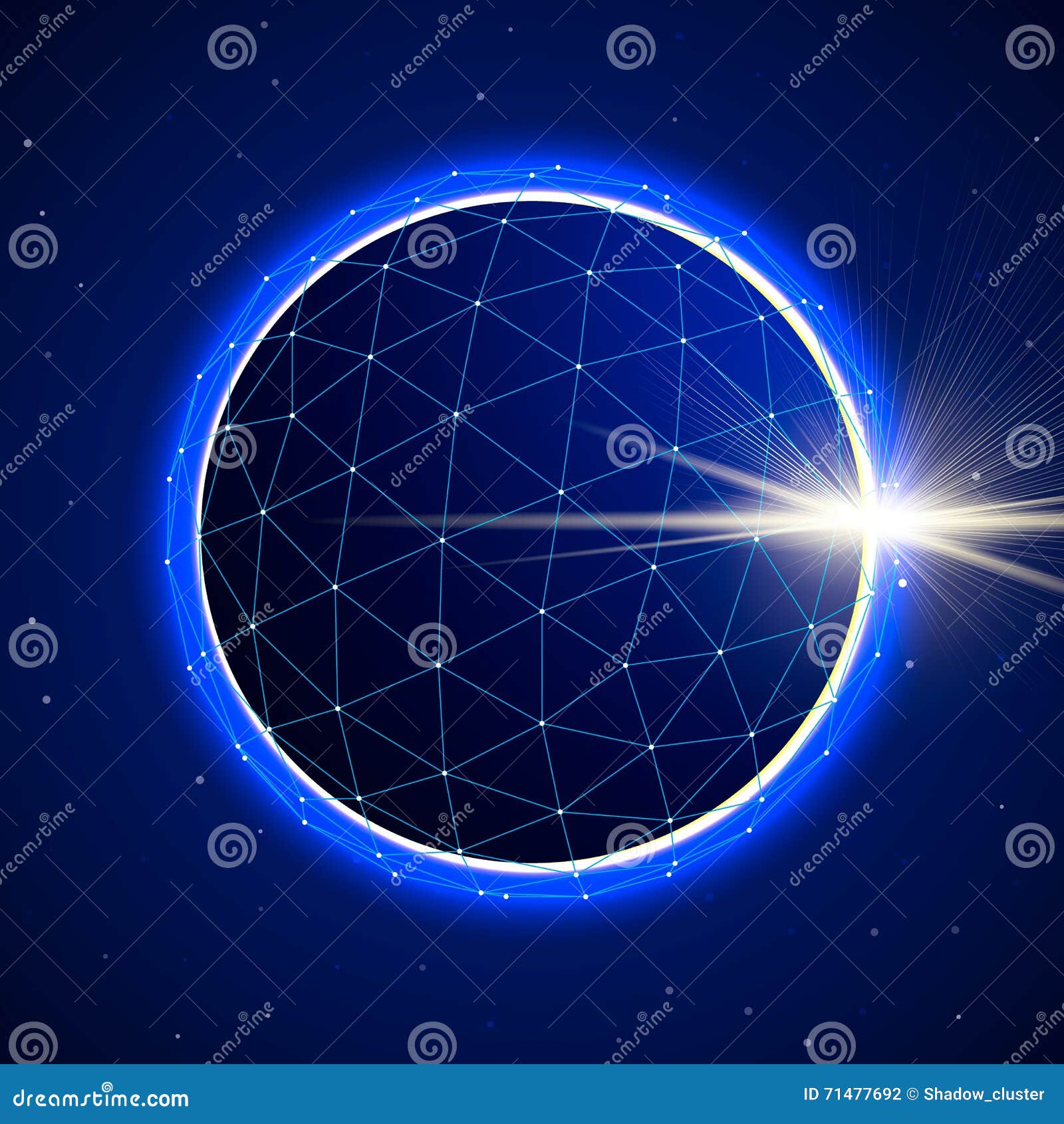 Abstract Sphere in Space with Eclipse Stock Vector - Illustration of ...