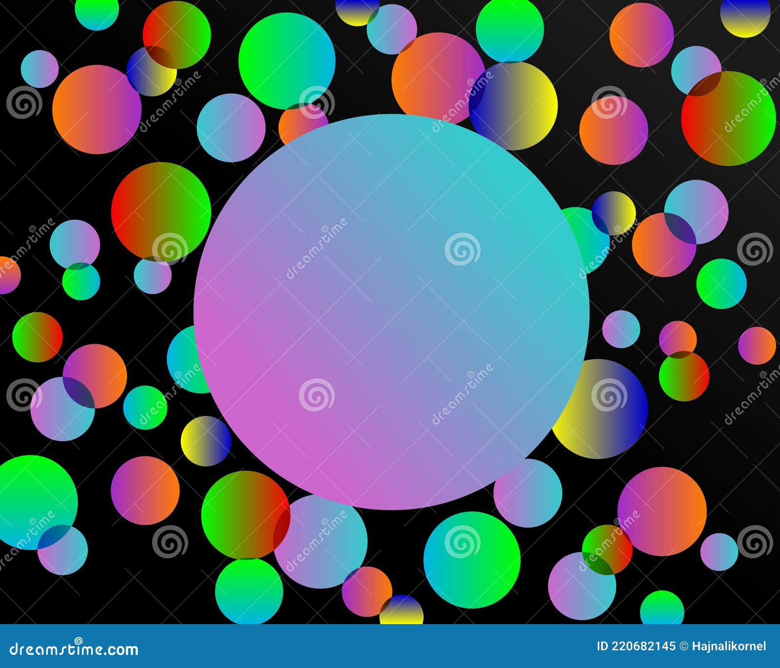 Colorful Spheres and Abstract Dots on Dark Background Stock Vector ...