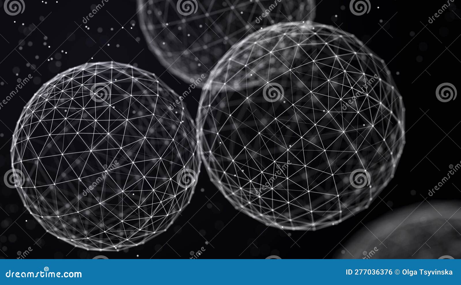 Abstract Spheres with Connected Dots and Lines. Illustration with ...