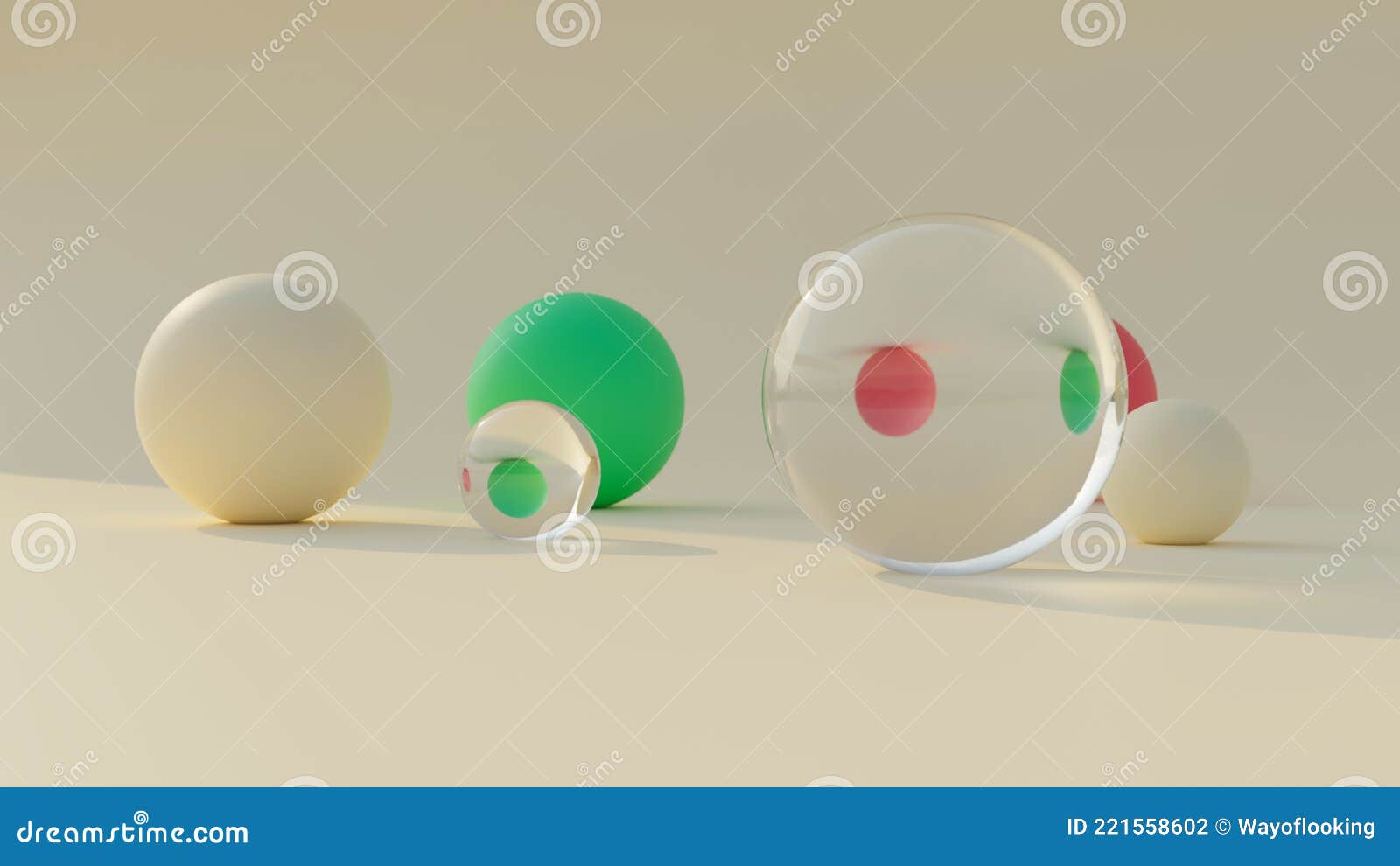 Abstract Spheres on Flat Surface. 3D Stock Illustration - Illustration ...