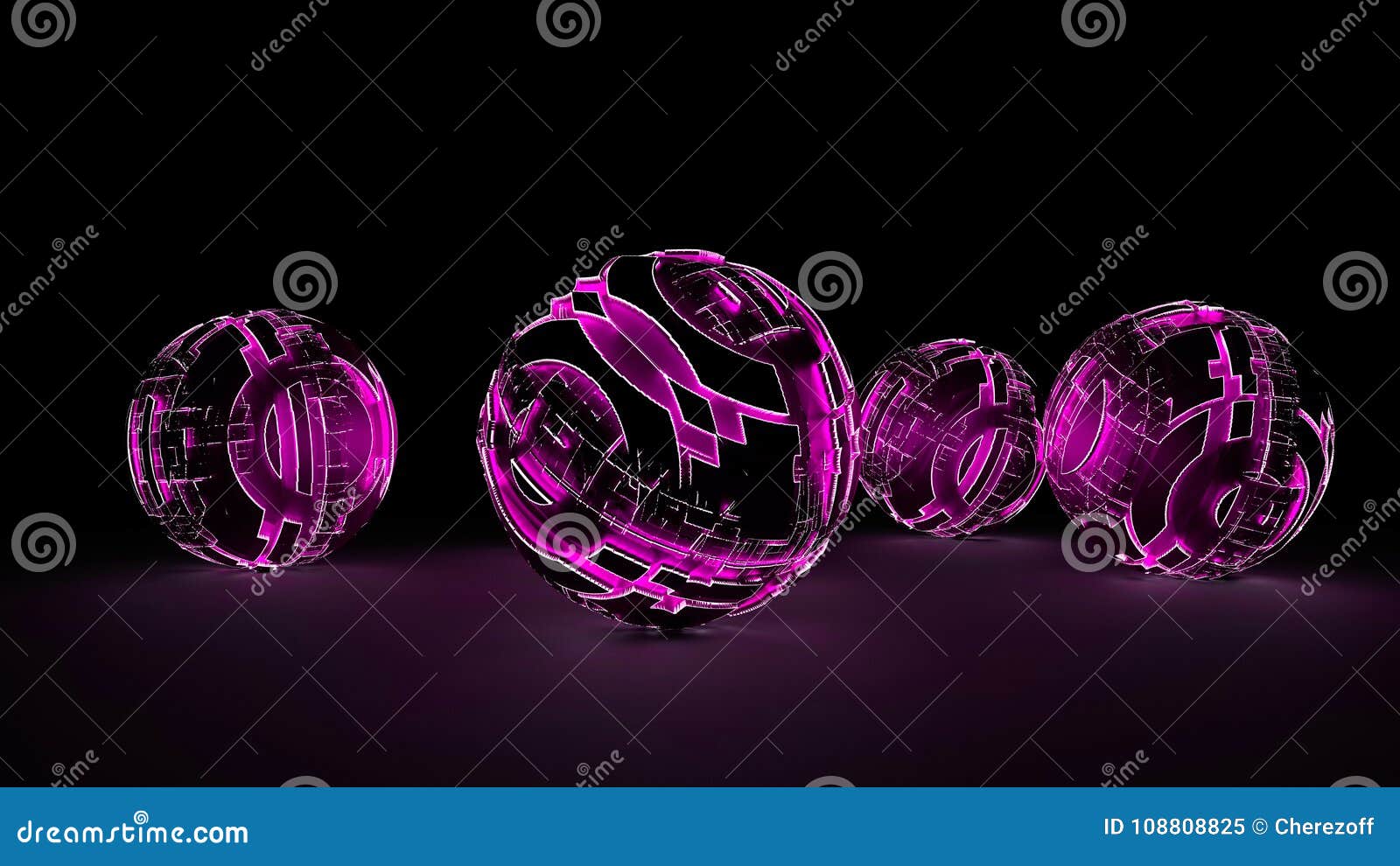 Abstract Spheres of Glowing Circles and Lines Stock Illustration ...