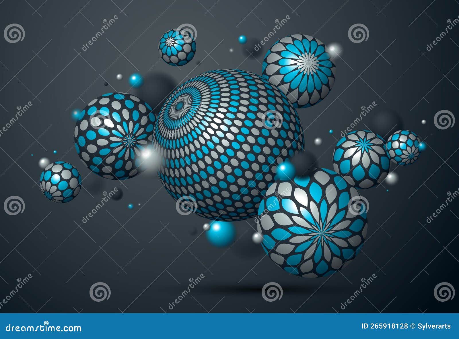 Abstract Spheres Vector Background, Composition of Flying Balls ...