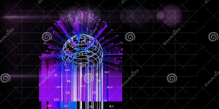 Abstract Spherical Algorithm on Dark Background with Blurred Lines. Big ...