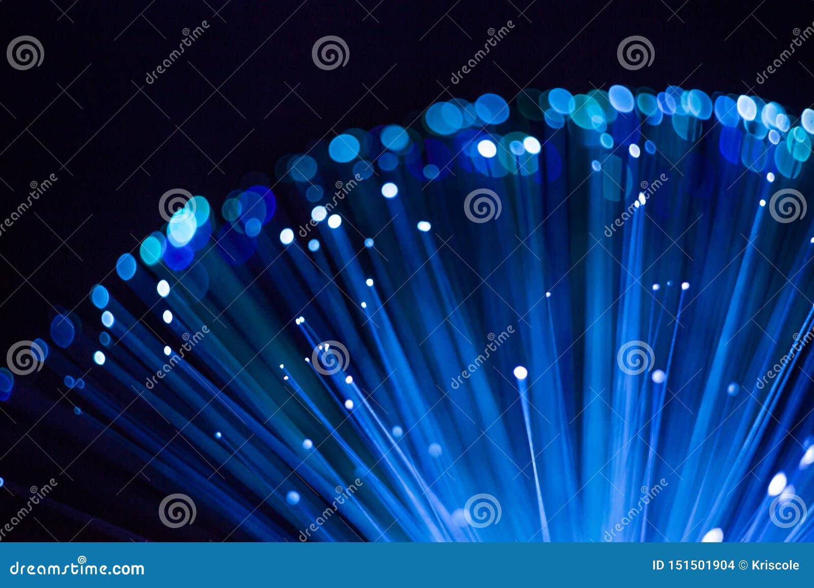Abstract Spherical Background, Optical Fiber Blue Luminous Dots and ...