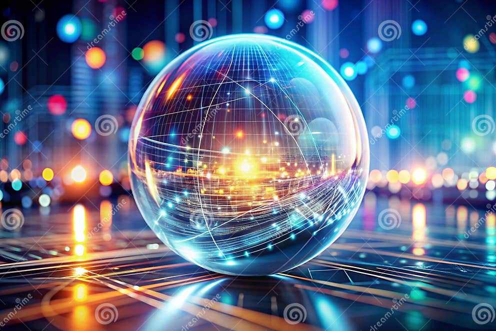 Abstract Spherical Data Algorithm And Ai Visualization For Business And