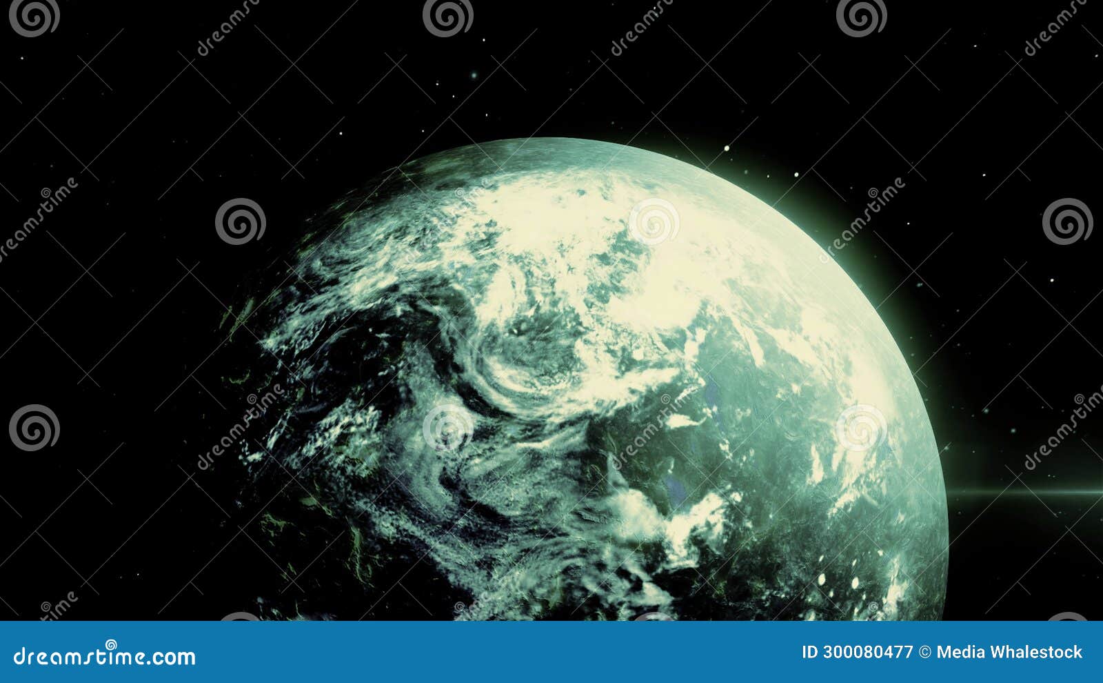 Abstract Spherical Space Body Rotating in Front of Stars. Motion ...