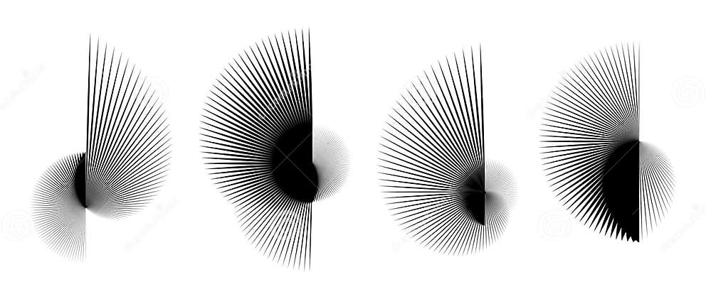 Abstract Spiky Elements Set. Radial and Spiral Spokes Objects ...