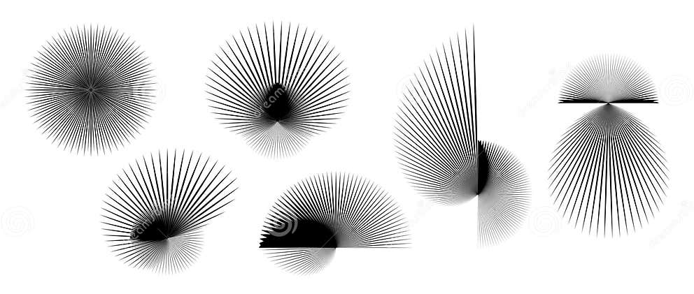 Abstract Spiky Elements Set. Radial and Spiral Spokes Objects ...