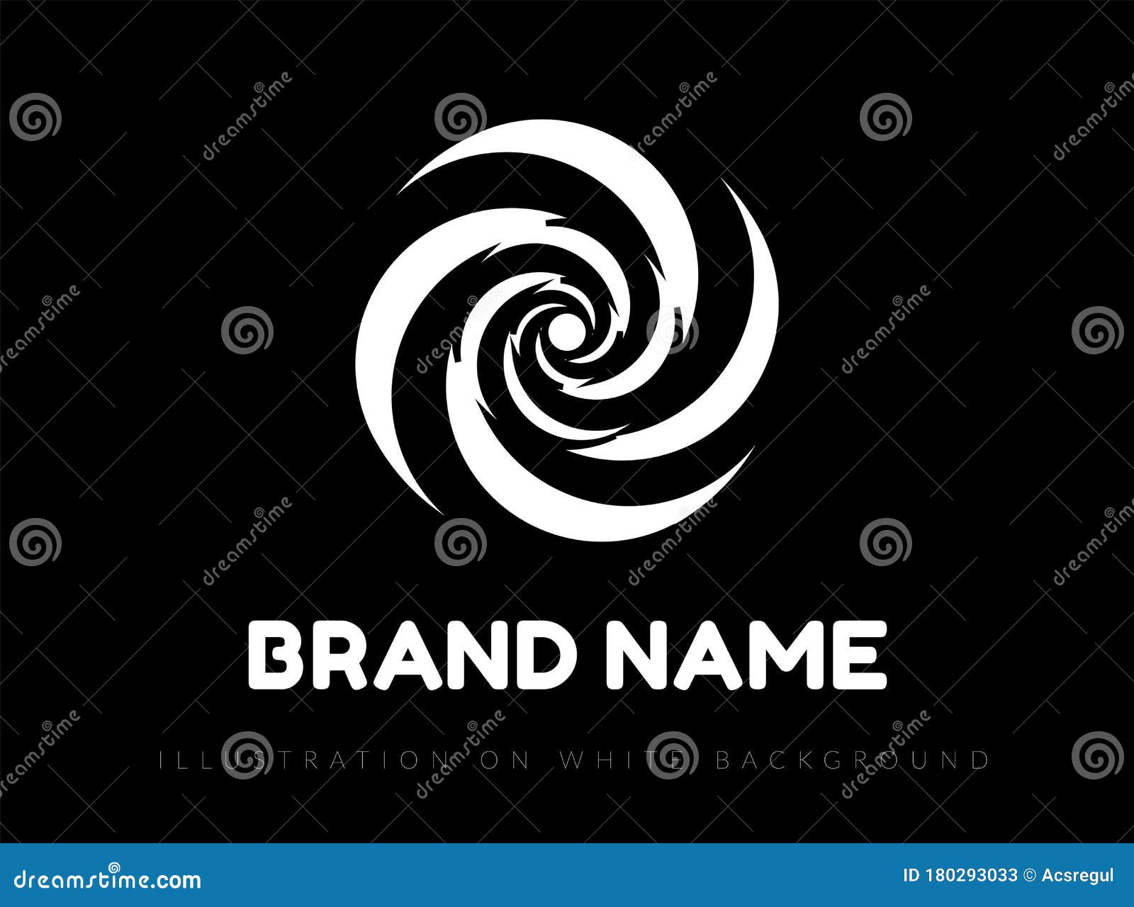 Abstract Spiral Circle Design. Vector Logo on Black Stock Vector ...