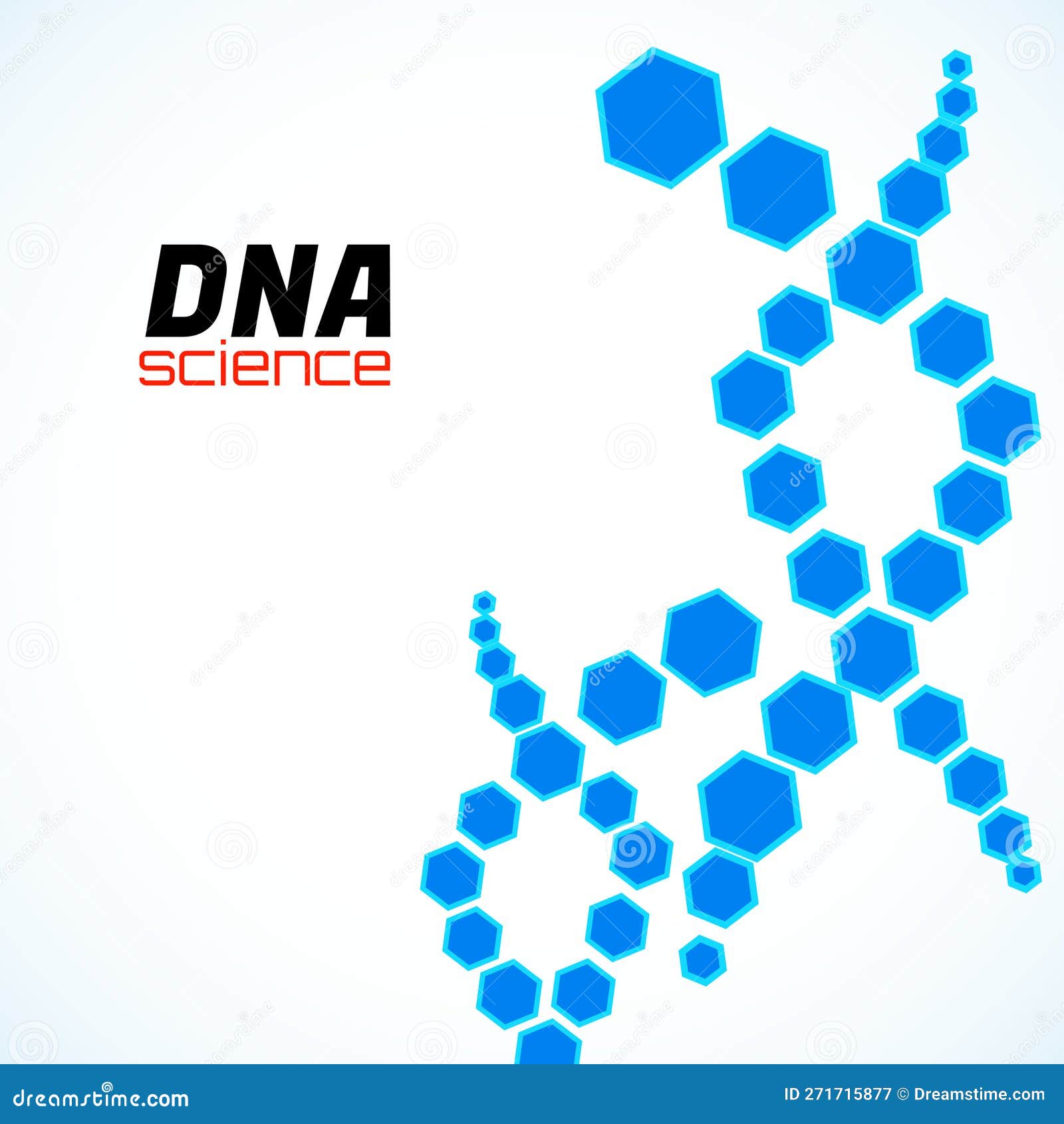 Abstract Spiral of DNA, Hexagon Elements. Isolated on White Background Stock Vector ...