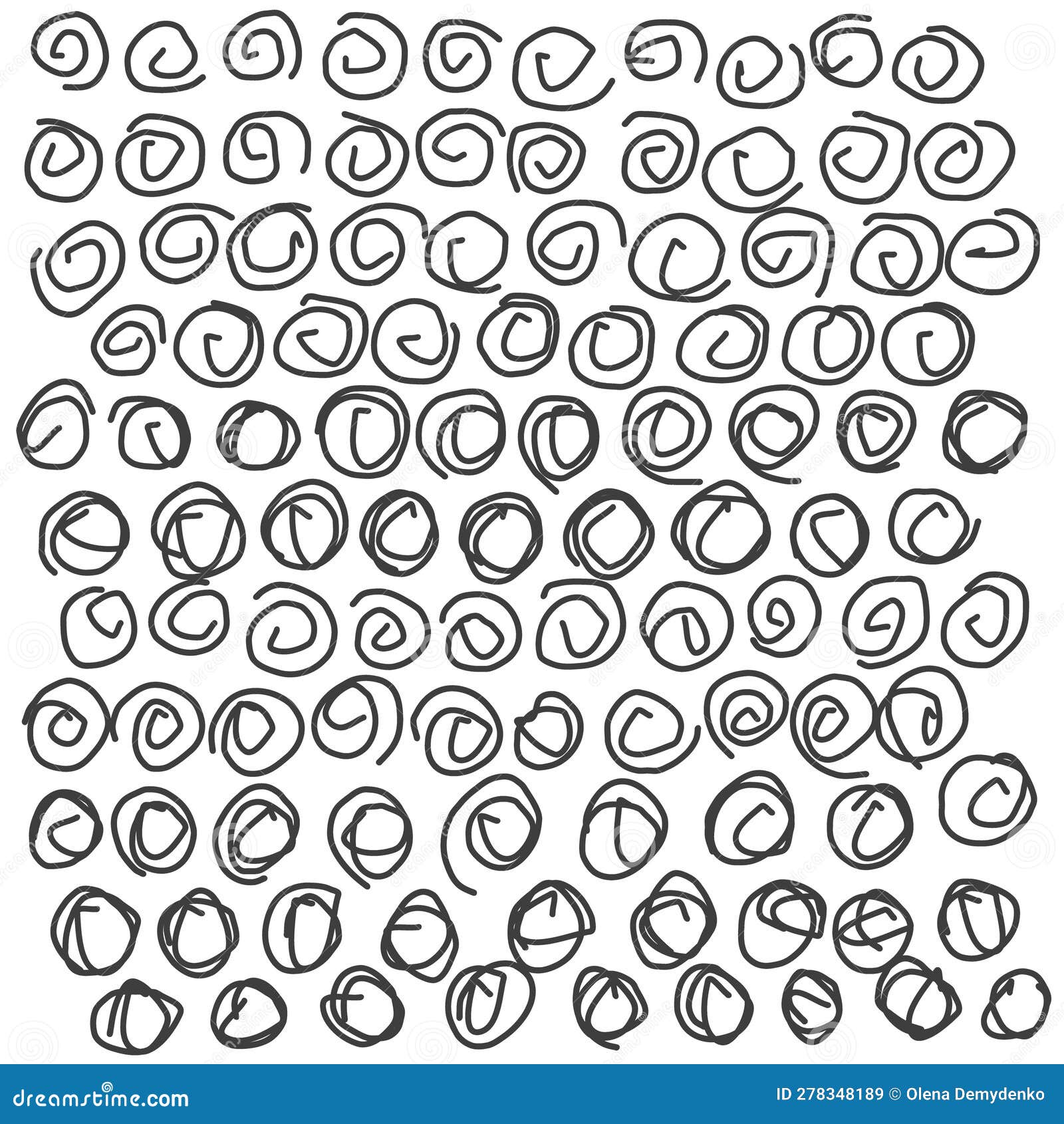 Abstract Spiral Doodle Swirls. Hand Drawn Doodle Background Patterns ...
