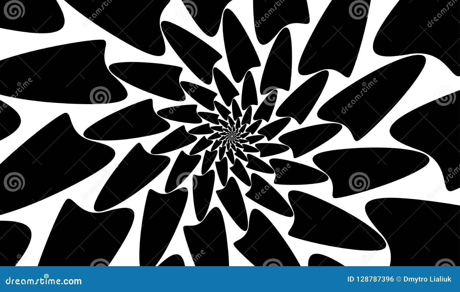 Abstract Spiral Figure Rotation. Background Black on White Stock ...