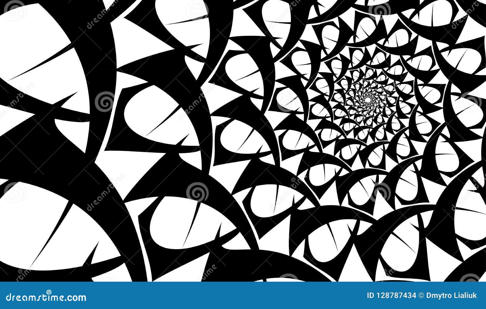 Abstract Spiral Figure Rotation. Background Black on White Stock ...