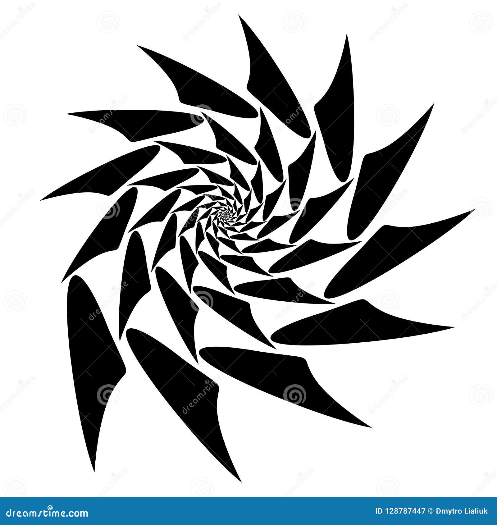 Abstract Spiral Figure Rotation. Background Black on White Stock ...