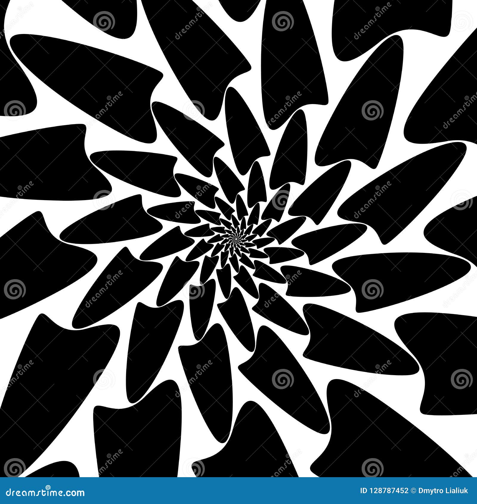 Abstract Spiral Figure Rotation. Square Background Black on White Stock ...