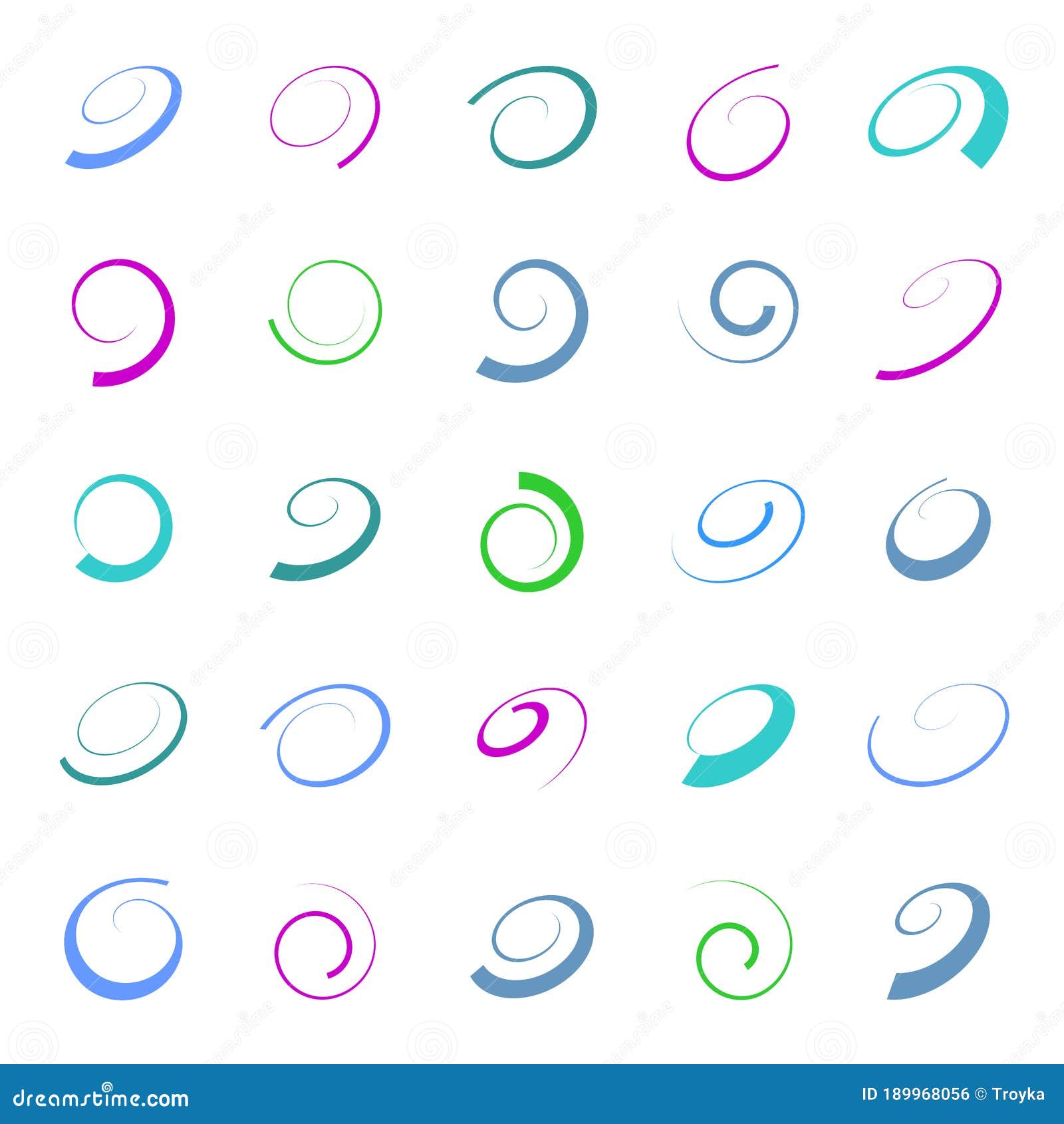 Abstract Spiral Icons. Design Elements Set Stock Vector - Illustration ...