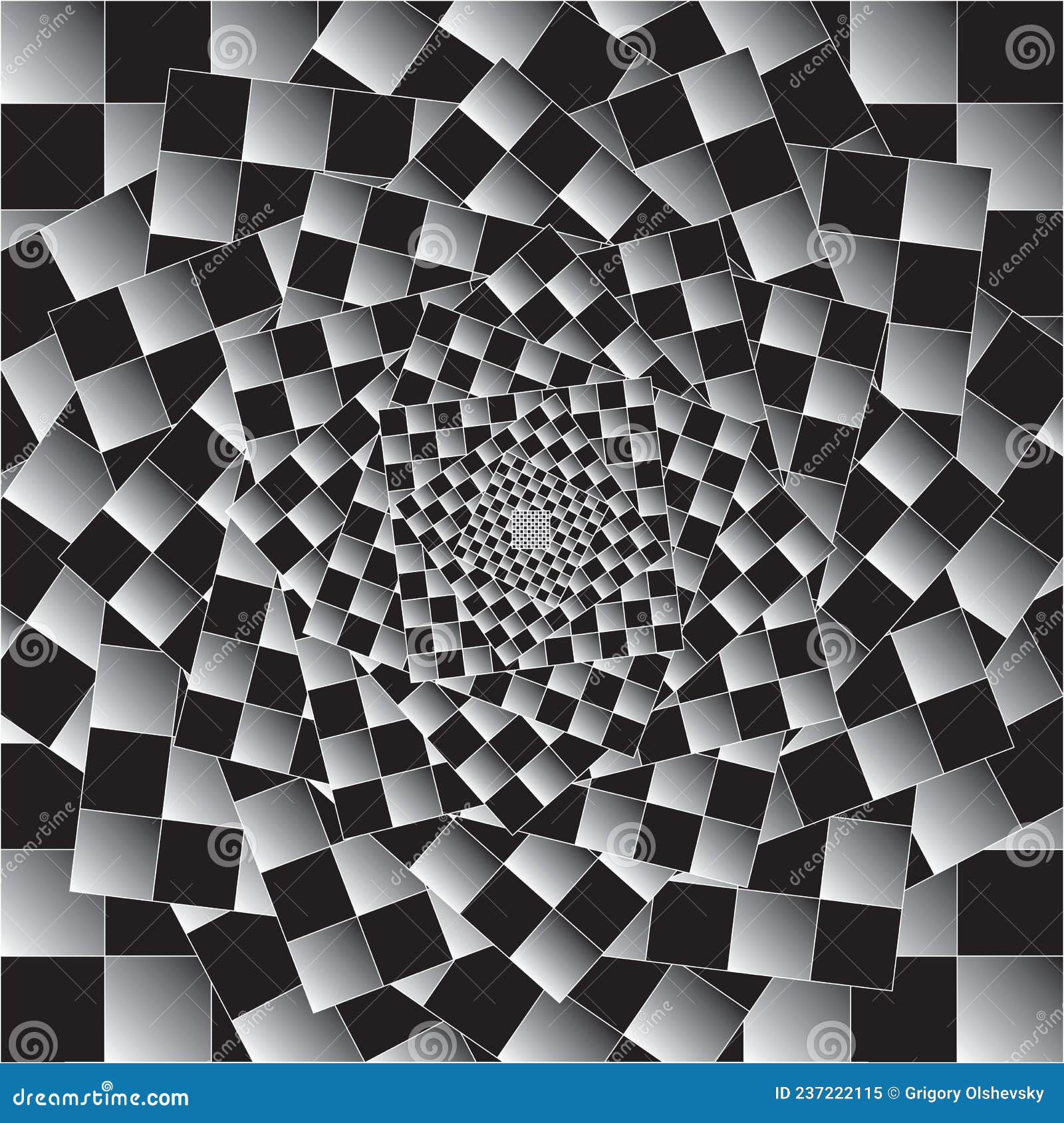 Abstract Spiral Monochrome Background of Gradient Rectangles Stock ...