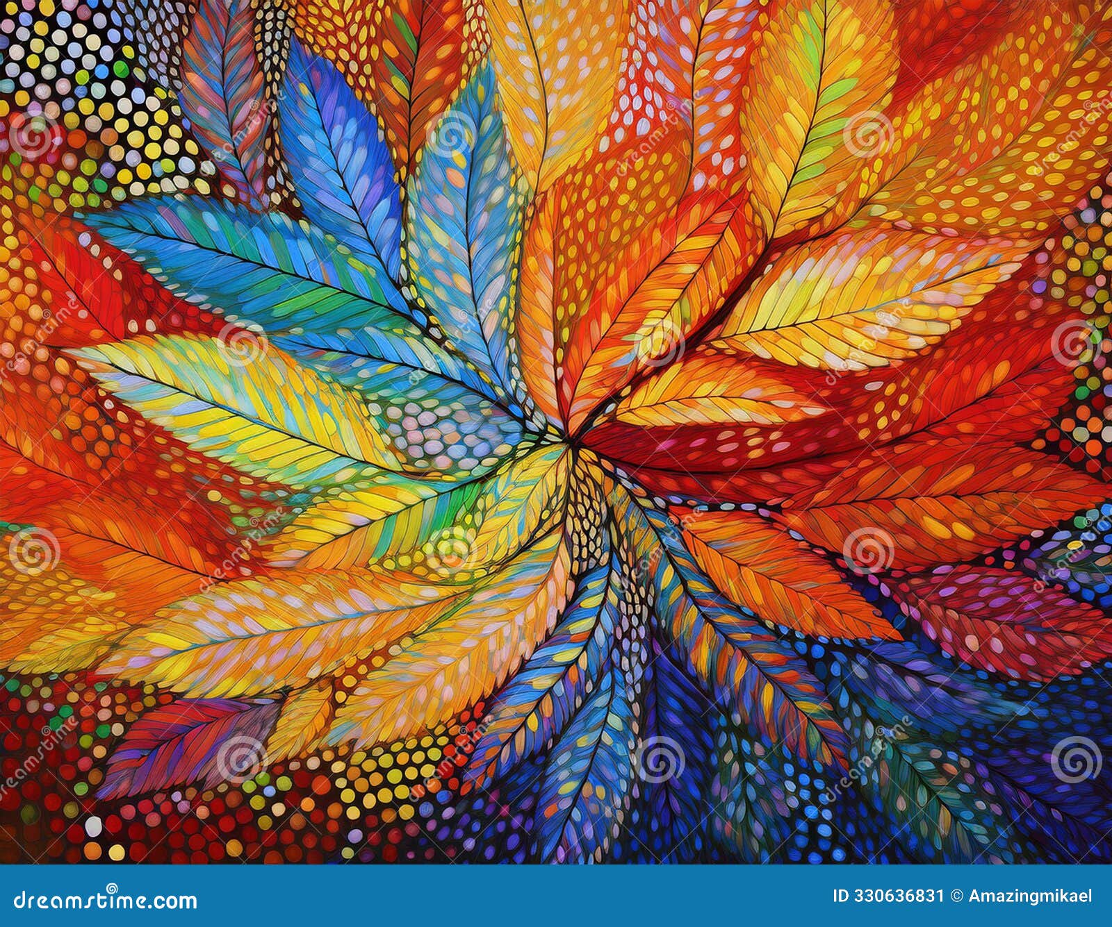 Abstract Spiral Pattern of Autumn Leaves Each Layer Showcasing a ...