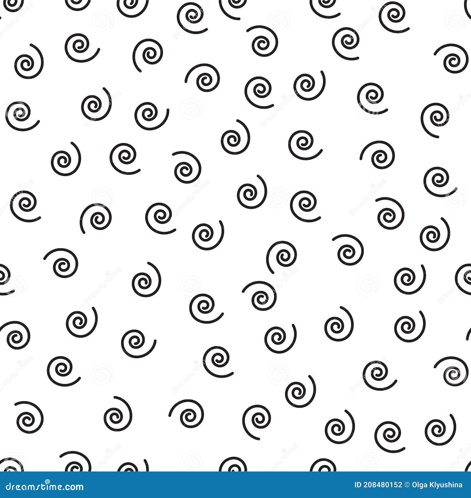 Abstract Spiral Pattern with Hand Drawn Spirals. Cute Vector Spiral ...