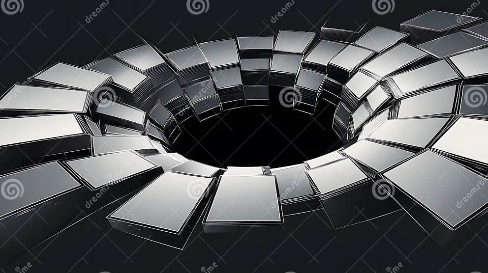 Abstract Spiral Pattern of Reflective Blocks Stock Illustration ...