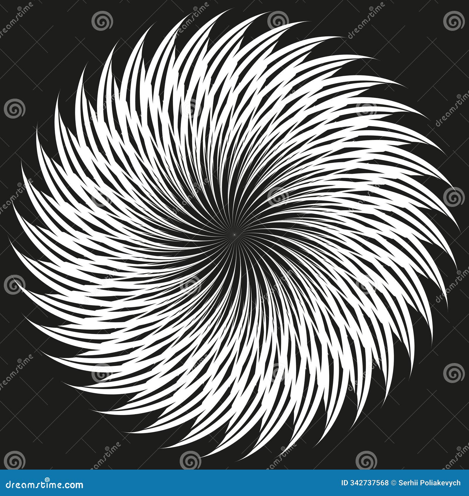 Abstract Spiral Pattern. Sharp White Spikes. Rotating Radial Design ...